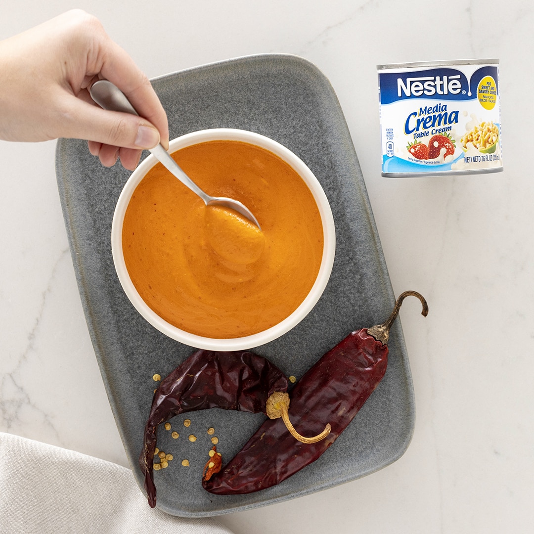 Charred Guajillo Chile Red Sauce | Media Crema