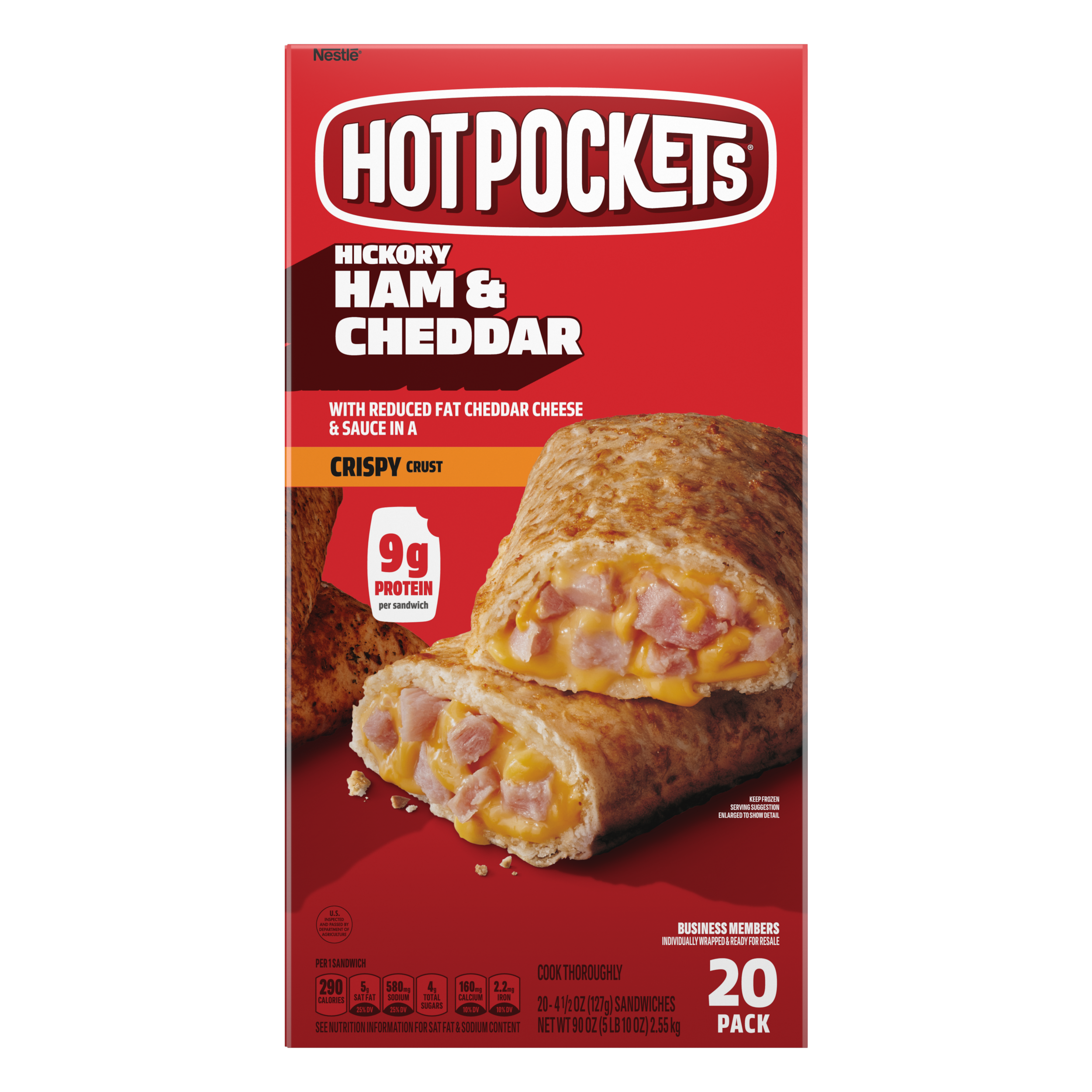Ham & Cheese Crispy Crust Frozen Sandwich 20pk | Official HOT POCKETS®