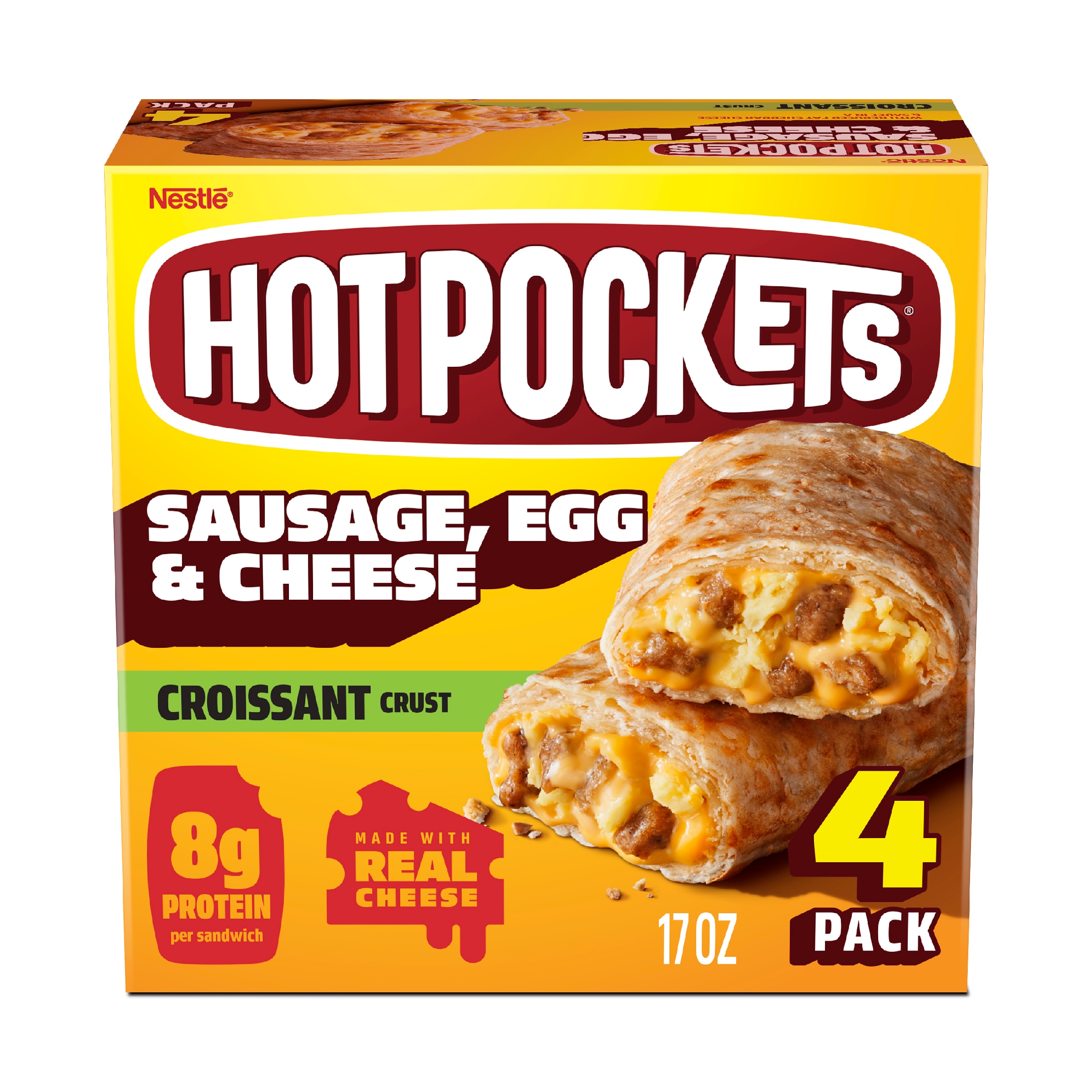 Sausage, Egg & Cheese Croissant Crust 4 pack | Official HOT POCKETS®