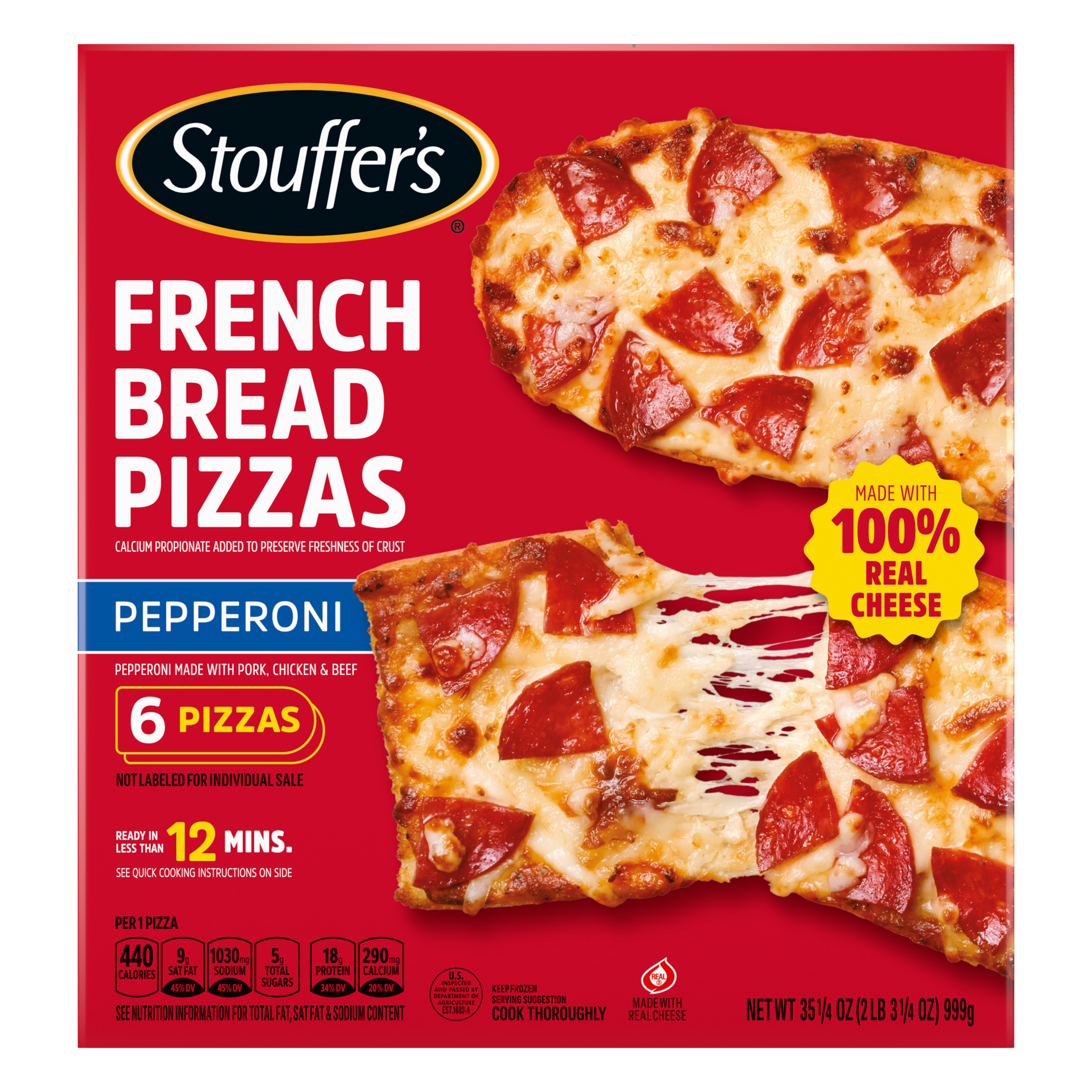 Pepperoni French Bread Pizza Frozen 6 Pack | Official STOUFFER'S®