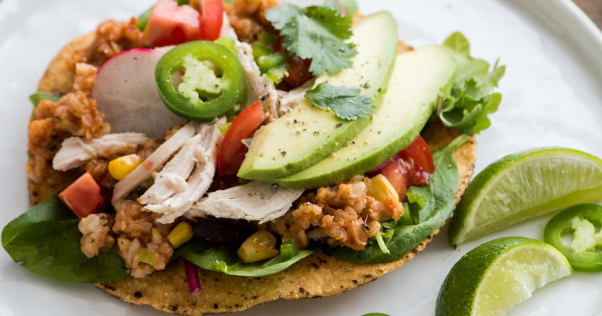 Spicy Rice & Beans Tostadas