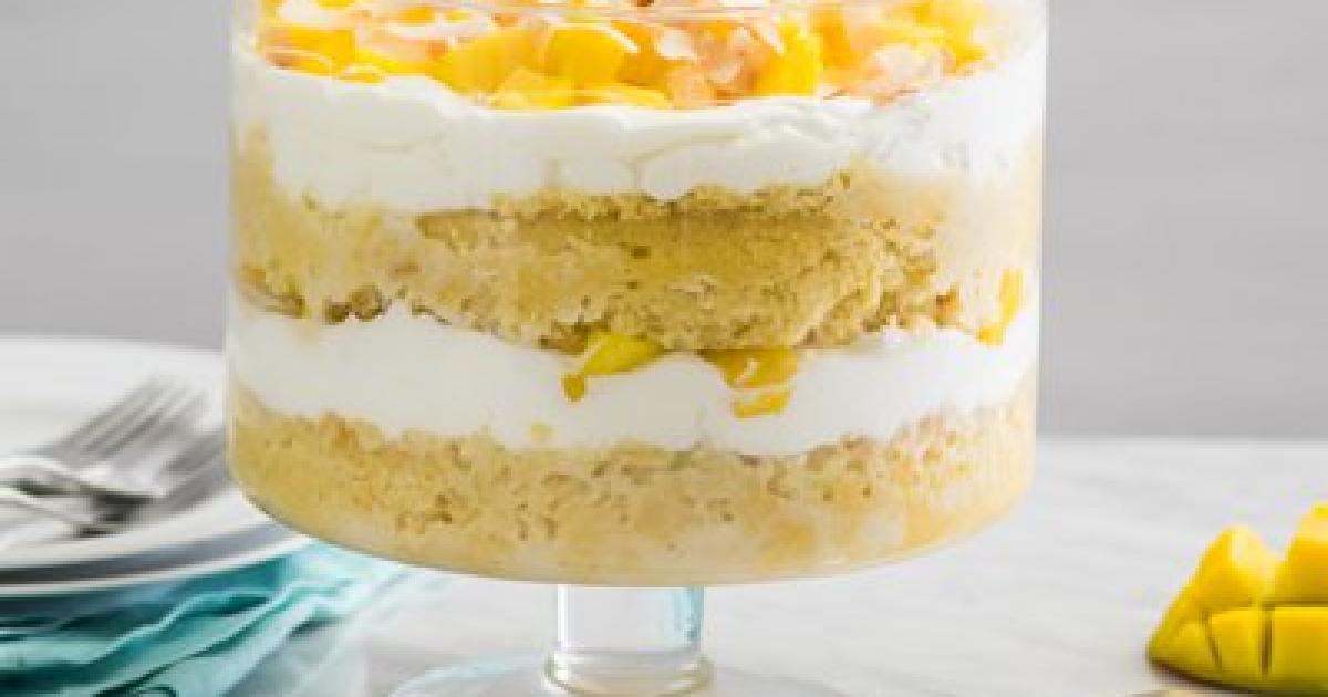 mango trifle with custard