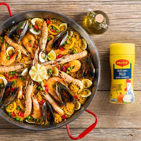 Paella Grilled Paella With Chicken, Chorizo, Shrimp And Mussels